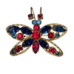 Regency | Jewelry | Vintage Regency Red Blue Rhinestone Butterfly ...